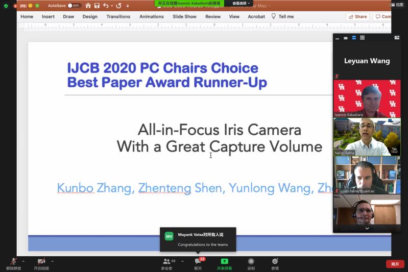 Kunbo Zhang Wins IJCB 2020 Best Paper Award Runner-Up | Smart Identity Recognition